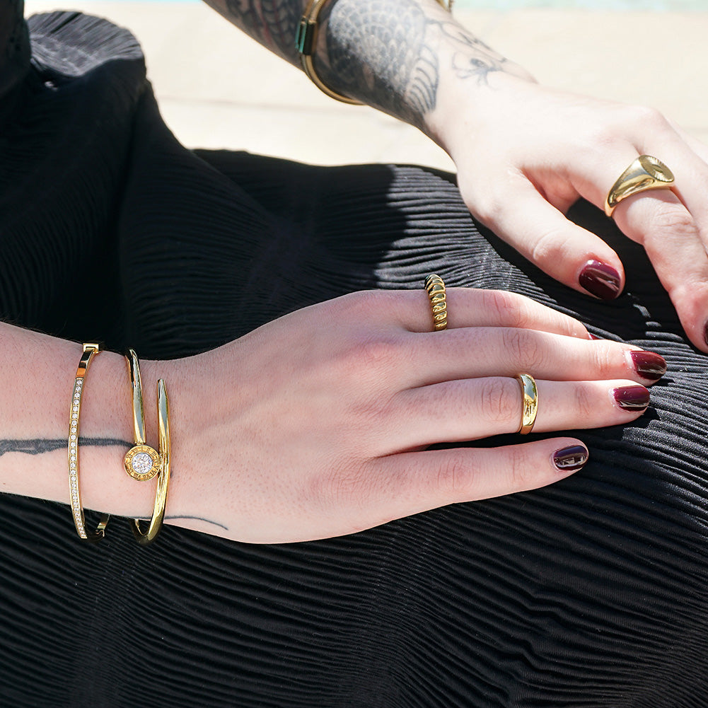 Ciunofor Gold Rings - 14k & 18ct Gold Plated. Wide Band or Stackable Rings