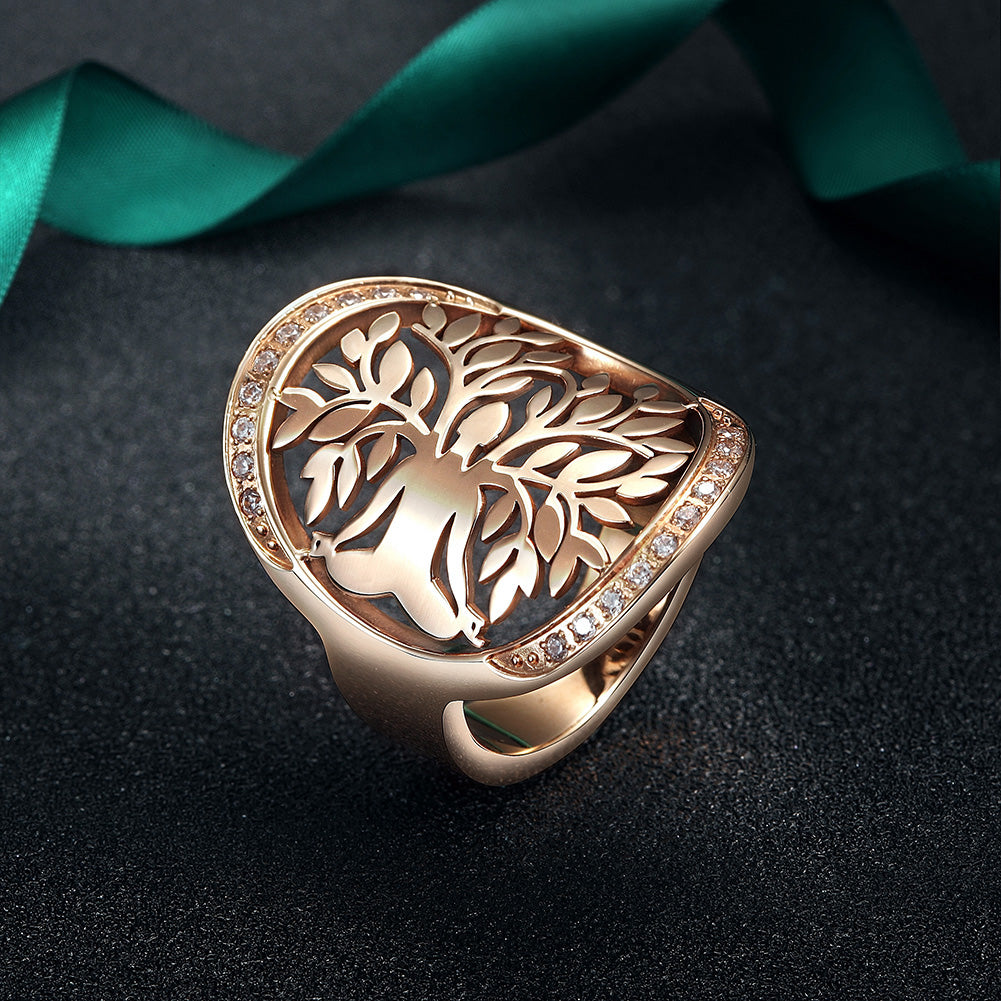 Rose Gold Filigree Tree of Life Wide Ring – Ciunofor