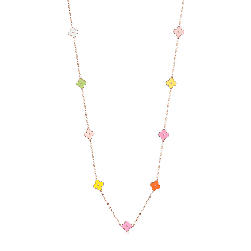 MULTI-COLOR CLOVER CHAIN NECKLACE – Ciunofor